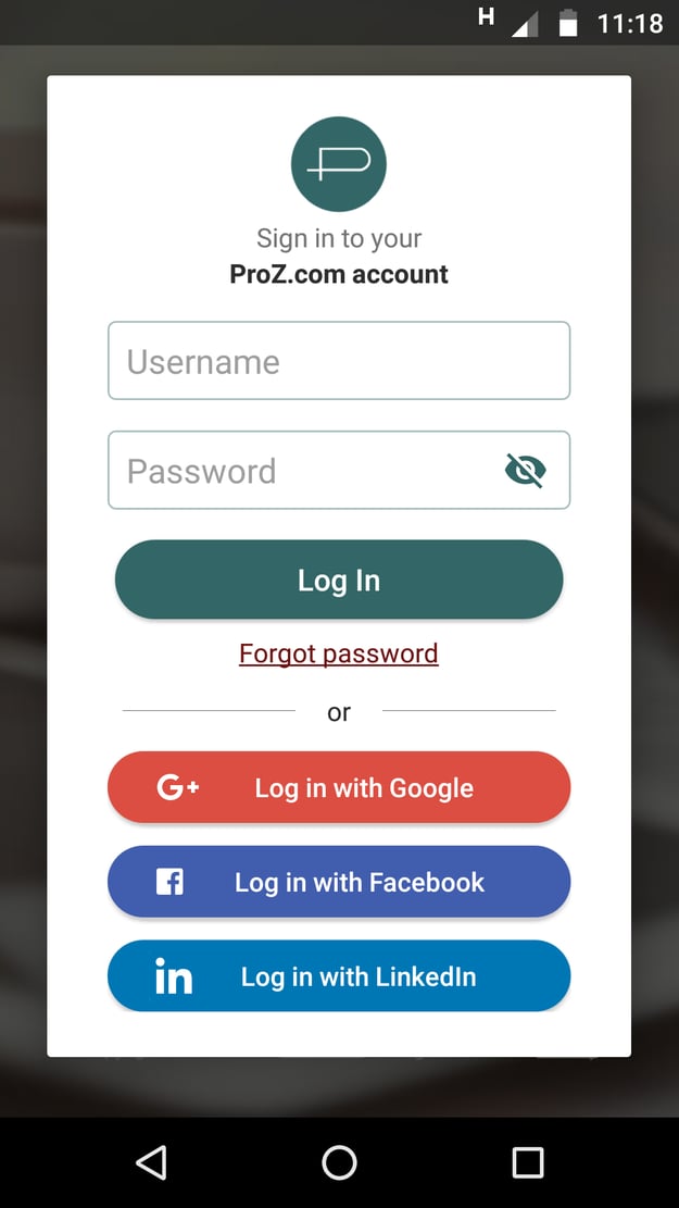 ProZ.com Mobile integrates Google, Facebook and LinkedIn login